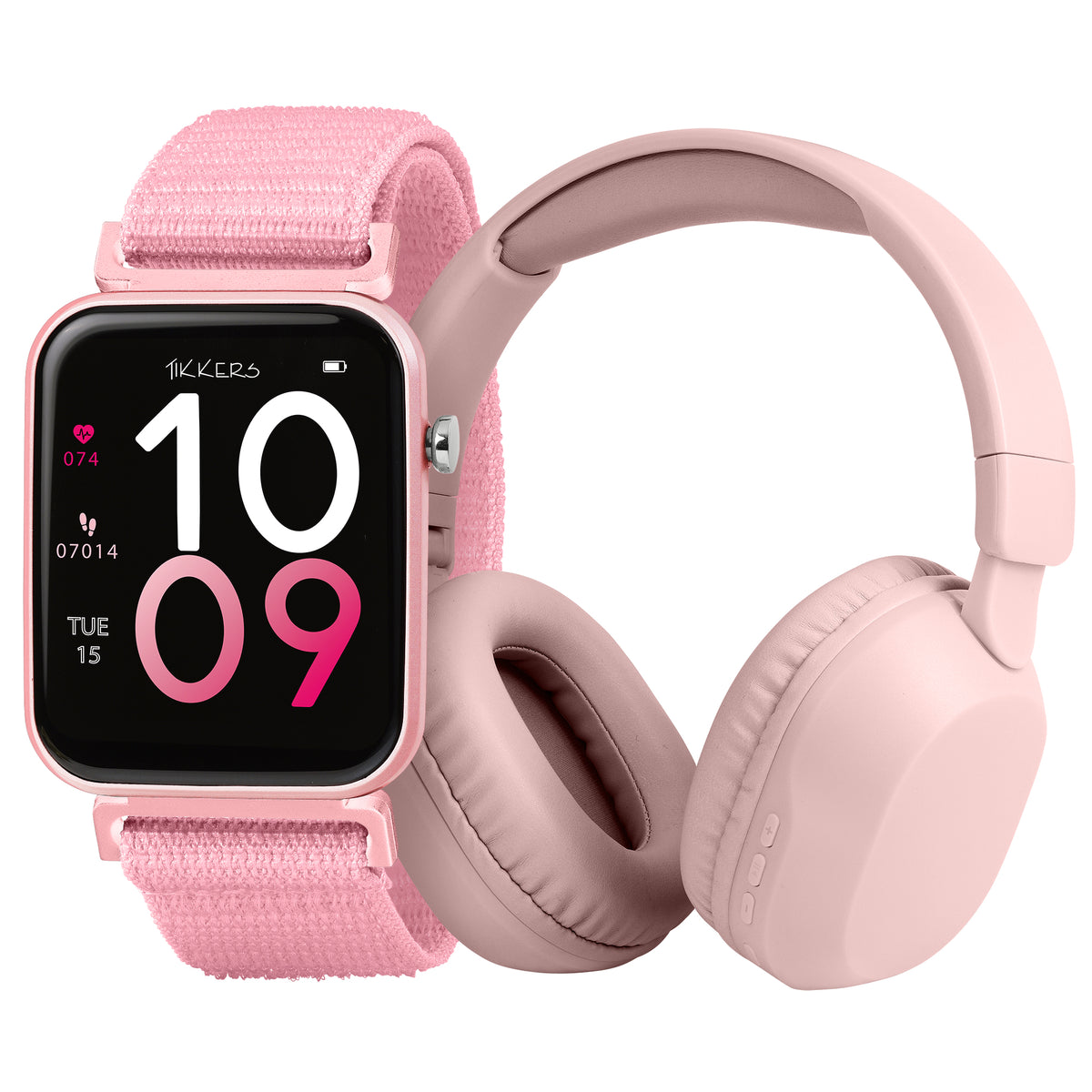 Tikkers Smart Series 13 - Pink Easy Release Fabric Strap Smart Watch